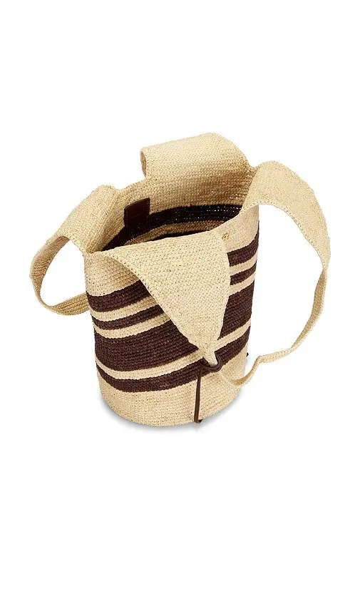 ANINE BING Leah Stripes Hobo Raphia Bag In Neutral