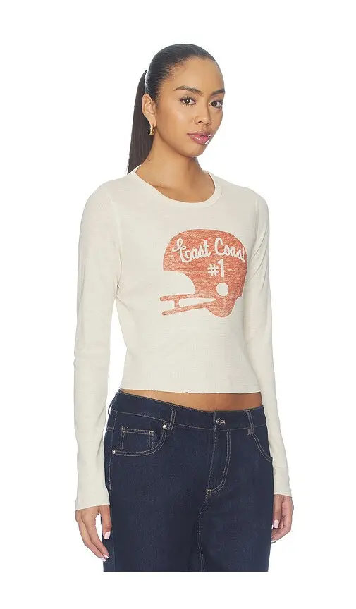 Junk Food East Coast #1 Crop Thermal Top In White