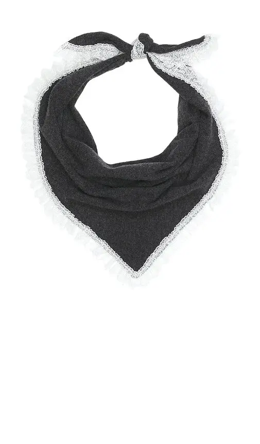 GANNI Wool Lace Triangular Scarf In Grey