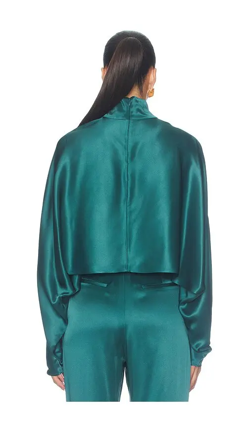 Lapointe Satin Caftan Top In Green