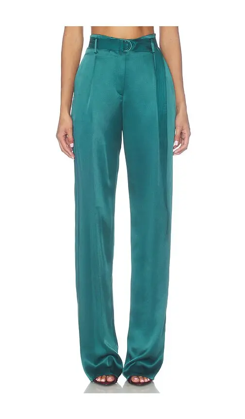 Lapointe Satin Belted Pant In Teal
