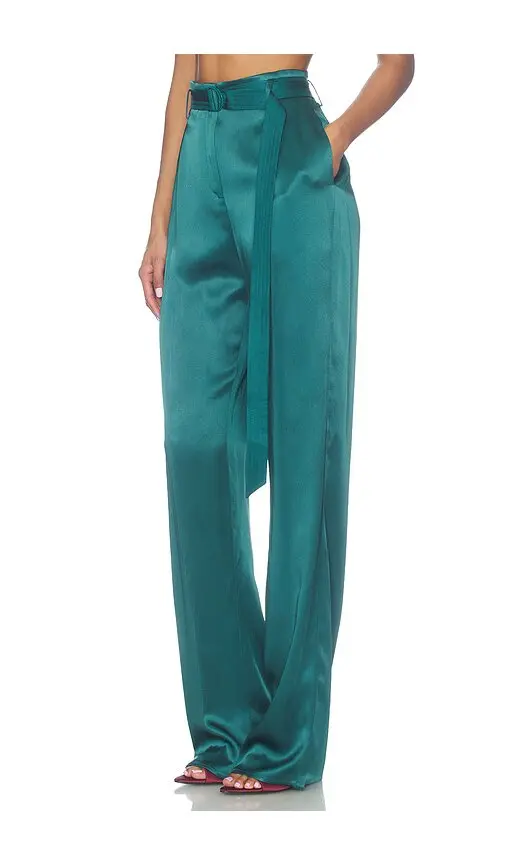 Lapointe Satin Belted Pant In Teal