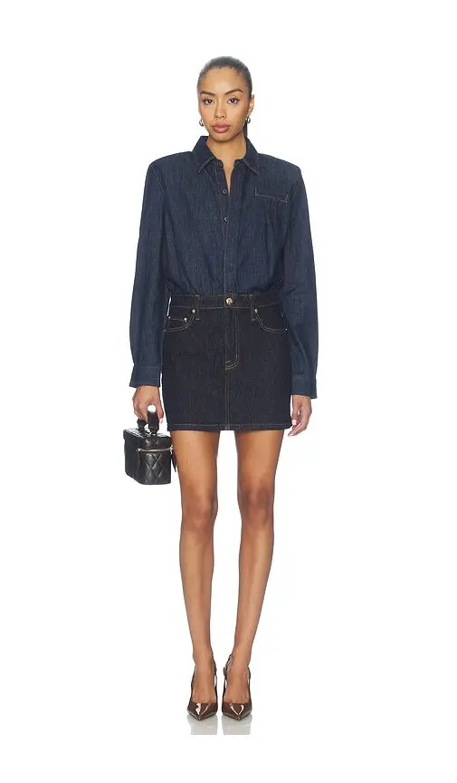 PISTOLA Pixie Mix Media Mini Dress In Navy