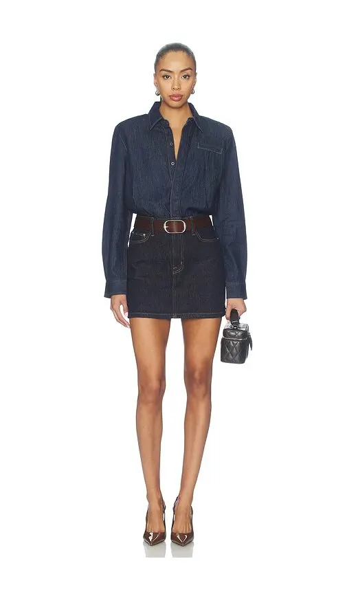 PISTOLA Pixie Mix Media Mini Dress In Navy