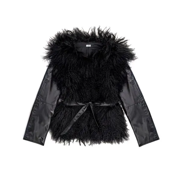 VICTORIA SLAVINSKAIA Shearling Jacket With Leather Sleeves