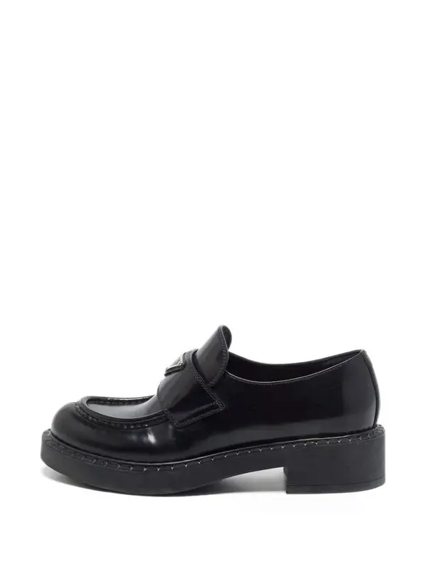 Prada Triangle Logo Plaque Loafers - Black