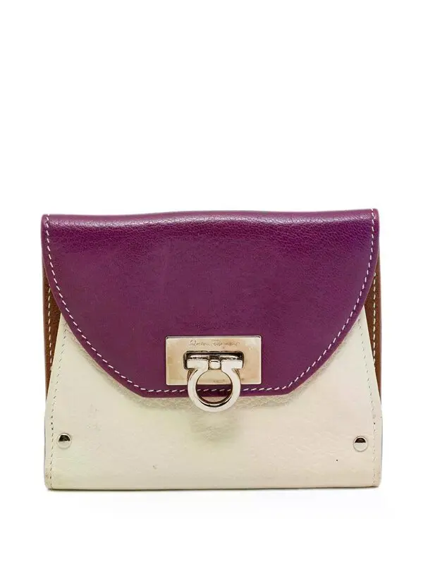 FERRAGAMO Gancini Trifold Leather Wallet - Brown