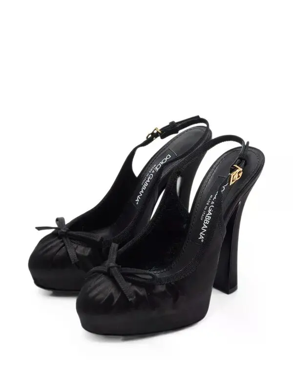 Dolce & Gabbana Vally Bow-detail Slingback Platform Pumps