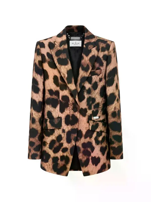 Philipp Plein Leopard Blazer Single Breasted Fit