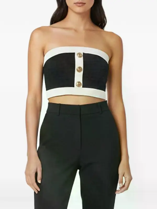 Elisabetta Franchi Monogram Jacquard Tube Top