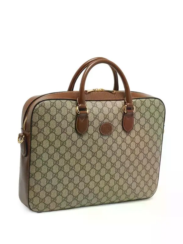 Gucci Gg Supreme Interlocking G Briefcase - Neutrals
