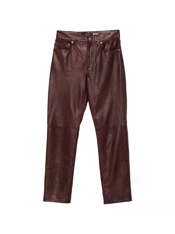 Polo Ralph Lauren Leather Wide-leg Trousers - Red