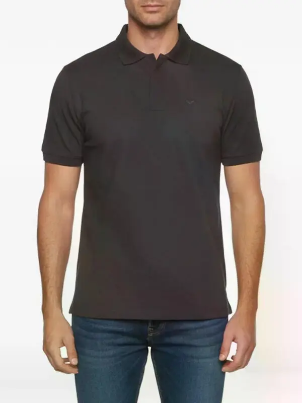 Emporio Armani Logo Embroidered Piqué Polo Shirt - Grey