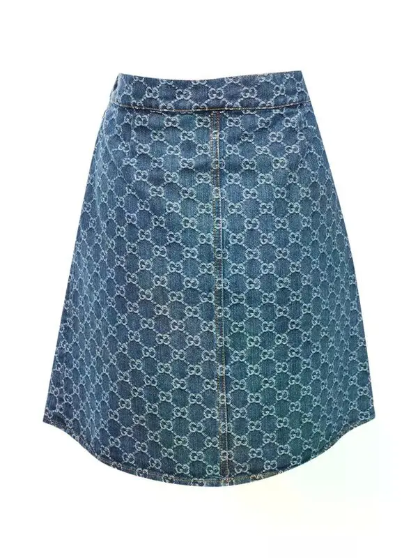 Gucci Gg Monogram Jacquard Denim Midi Skirt