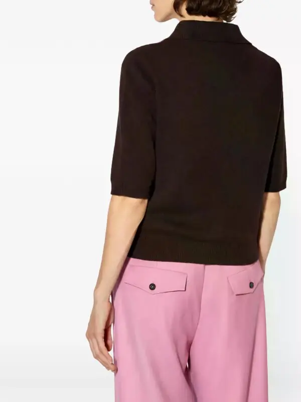 Liviana Conti Isma Argyle Short-sleeve Sweater