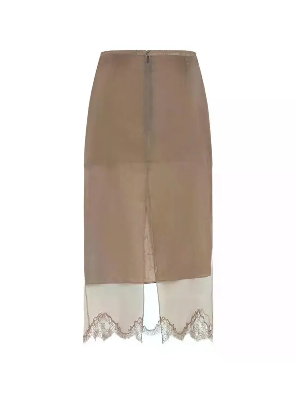 Carven Lace-trim Silk Midi Skirt
