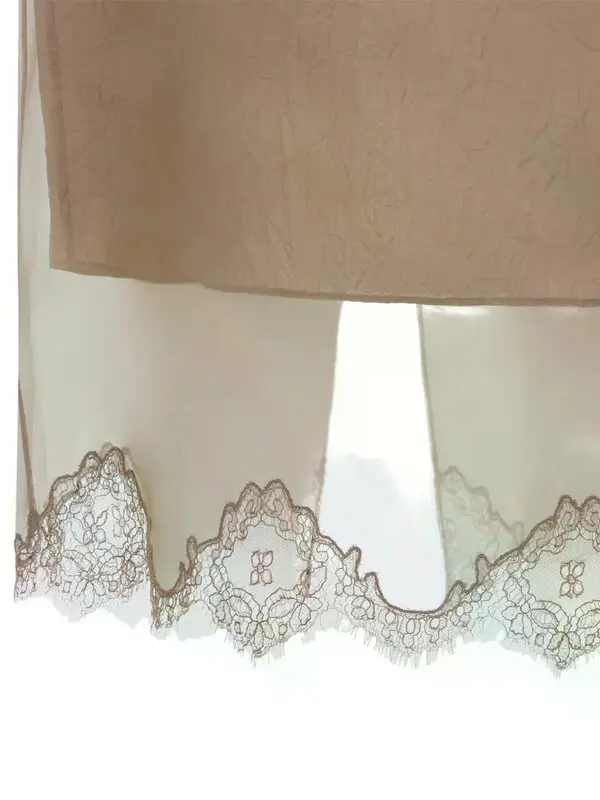 Carven Lace-trim Silk Midi Skirt
