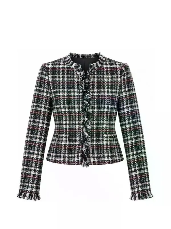 TWINSET Checked Fringed Jacket