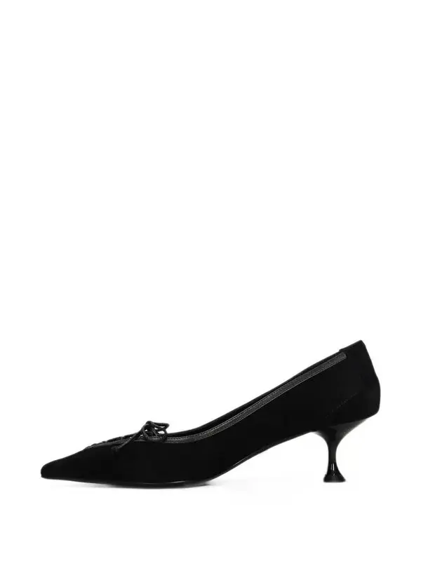 Lola Cruz Daniela Lace-up Pointed-toe Pumps - Black