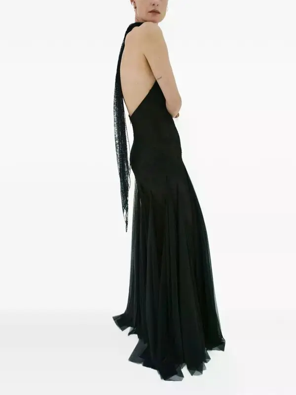 DE LA VALI Elowen Halterneck Lace Maxi Dress