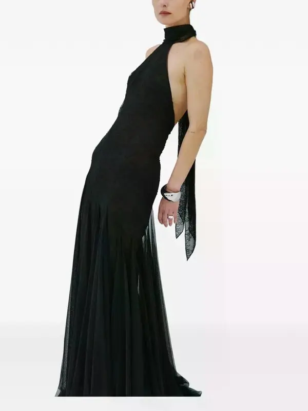 DE LA VALI Elowen Halterneck Lace Maxi Dress