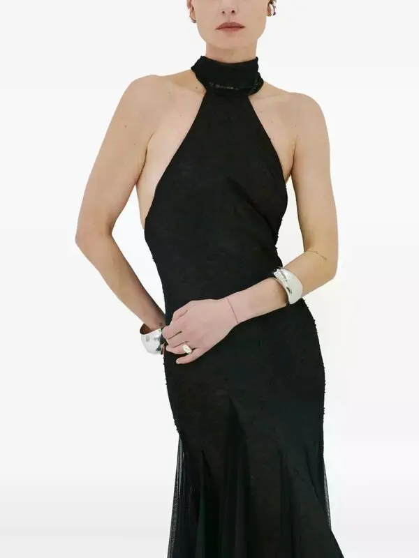 DE LA VALI Elowen Halterneck Lace Maxi Dress