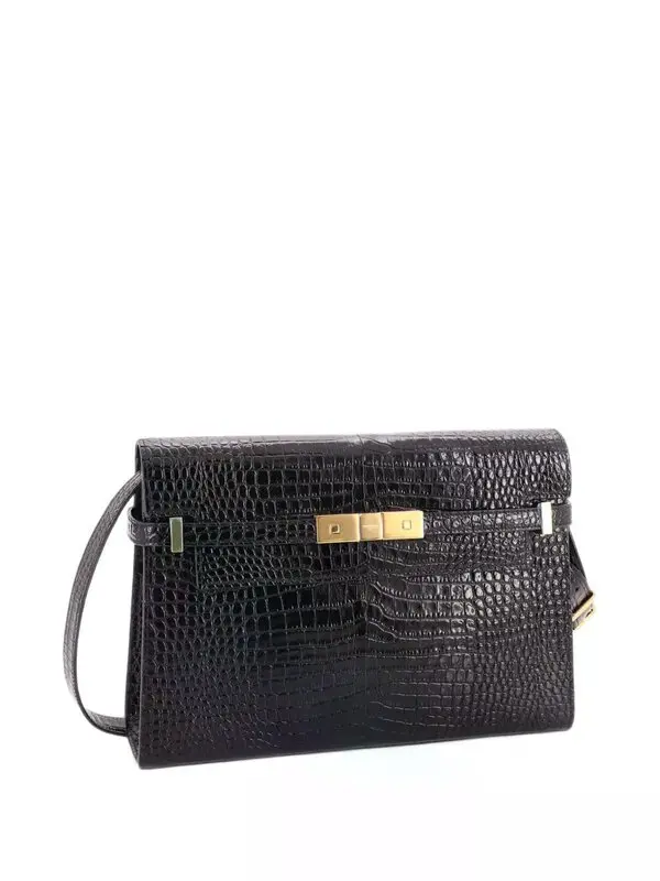 Saint Laurent Manhattan Crocodile Embossed Leather Medium Shoulder Bag