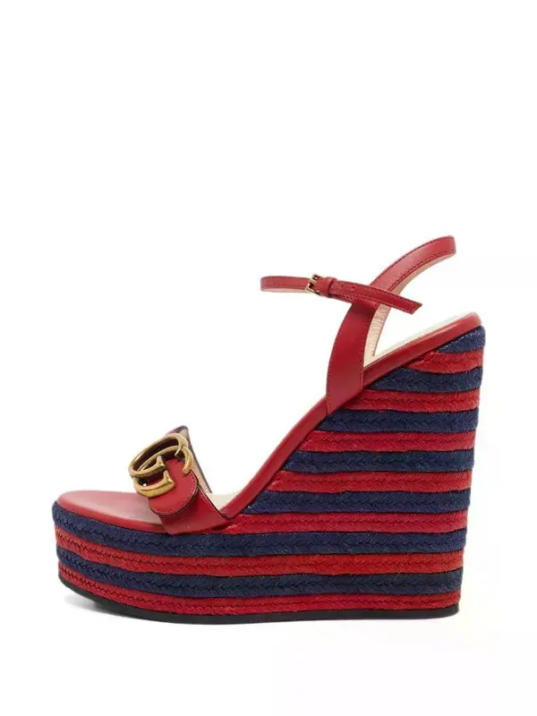 Gucci Gg Espadrille Wedge Sandals