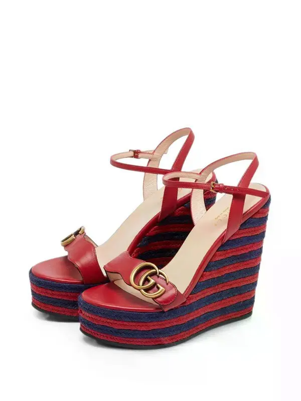 Gucci Gg Espadrille Wedge Sandals