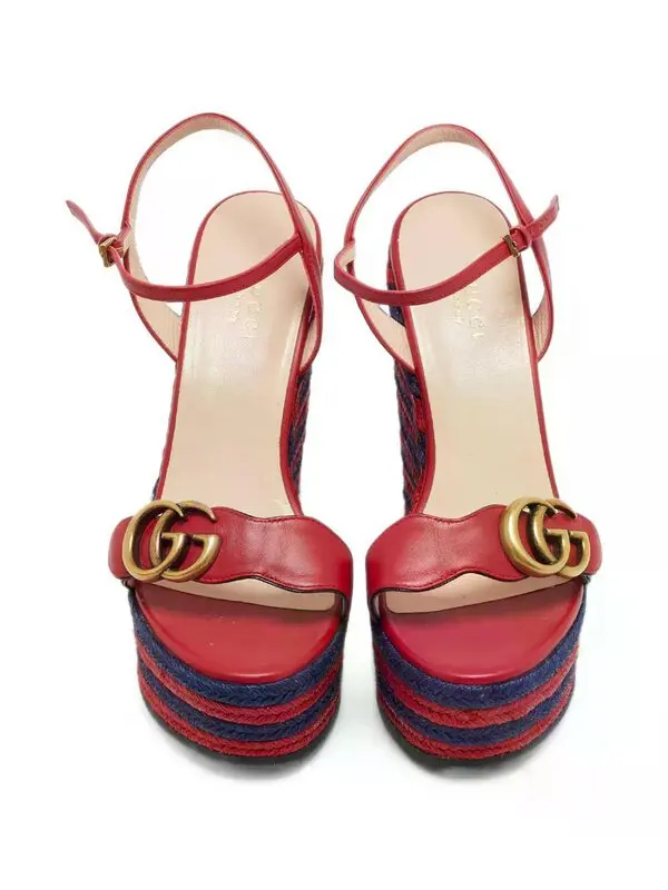 Gucci Gg Espadrille Wedge Sandals