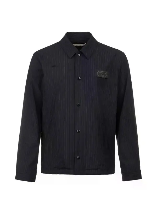 Undercover Pinstripe-print Logo-patch Jacket