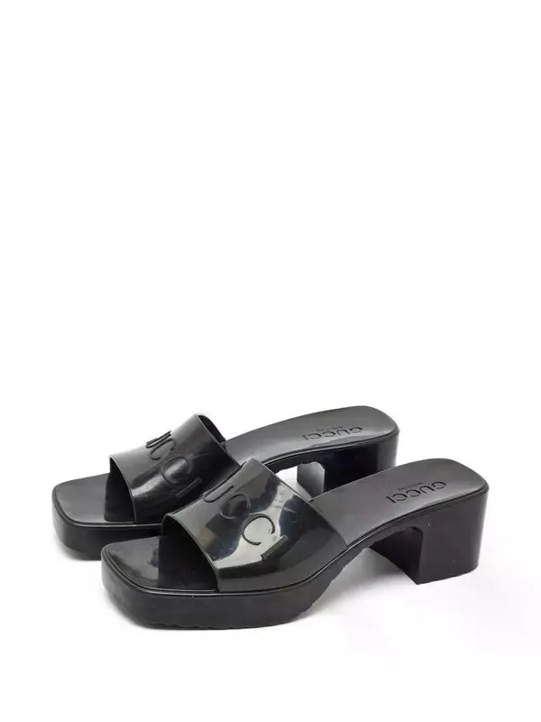 Gucci Logo Platform Sandals - Black