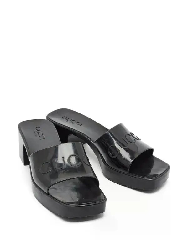 Gucci Logo Platform Sandals - Black