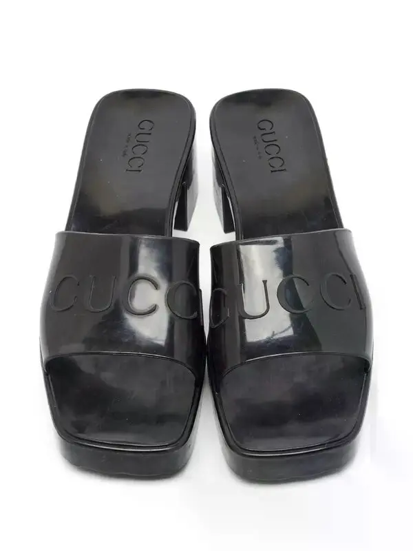 Gucci Logo Platform Sandals - Black
