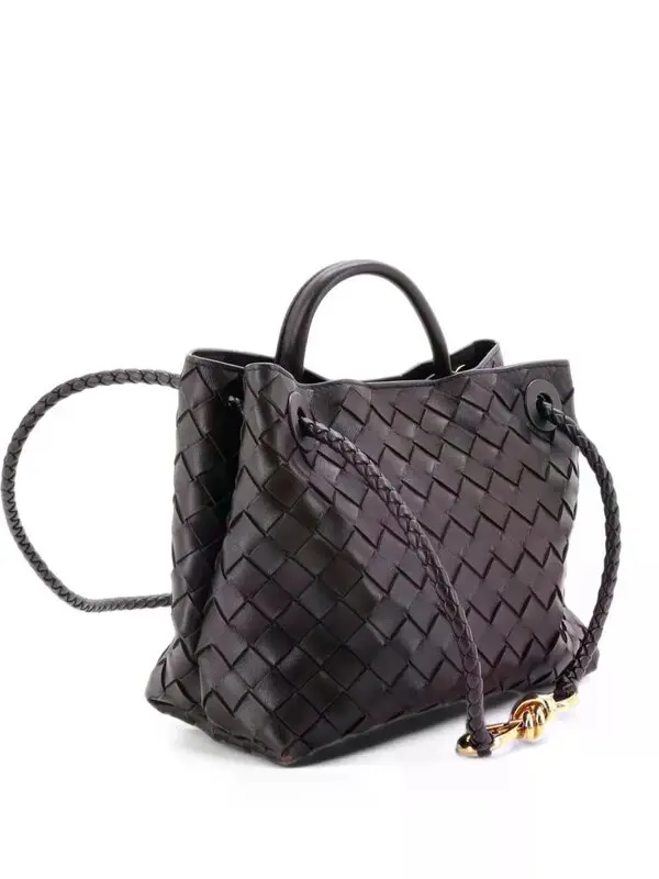 Bottega Veneta Andiamo Top Handle Bag Intrecciato Nappa Small Satchel - Brown