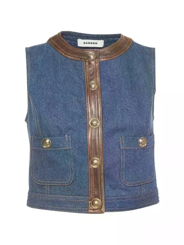 Sandro Portland Leather-trim Top