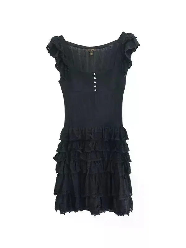 LOUIS VUITTON 2011 Ruffled Tiered Mini Dress - Black