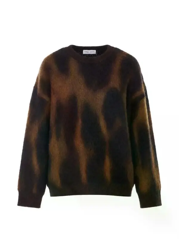 ROBERTO COLLINA Abstract-pattern Long-sleeve Sweater - Brown