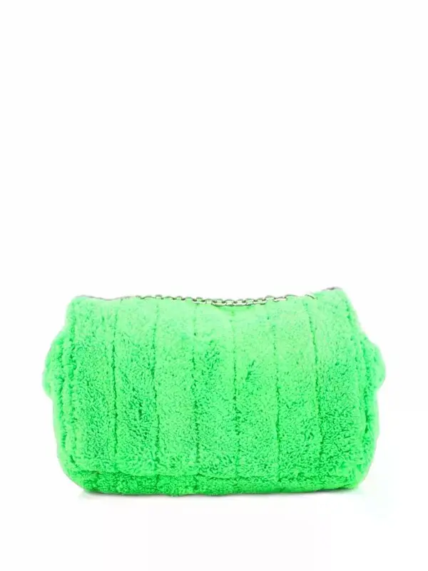 Balenciaga Monaco Chain Flap Quilted Terry Cloth Mini Shoulder Bag - Green