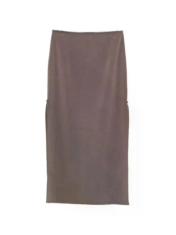 SAMUEL GUÌ YANG Logo-patch Side-slit Skirt