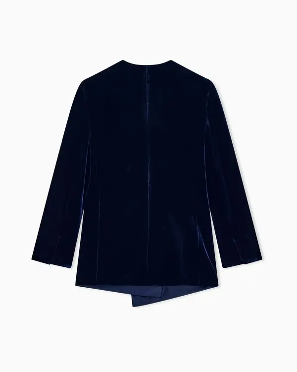 Giorgio Armani Blazer Velvet With Asymmetrical Closure And Leather Tassels