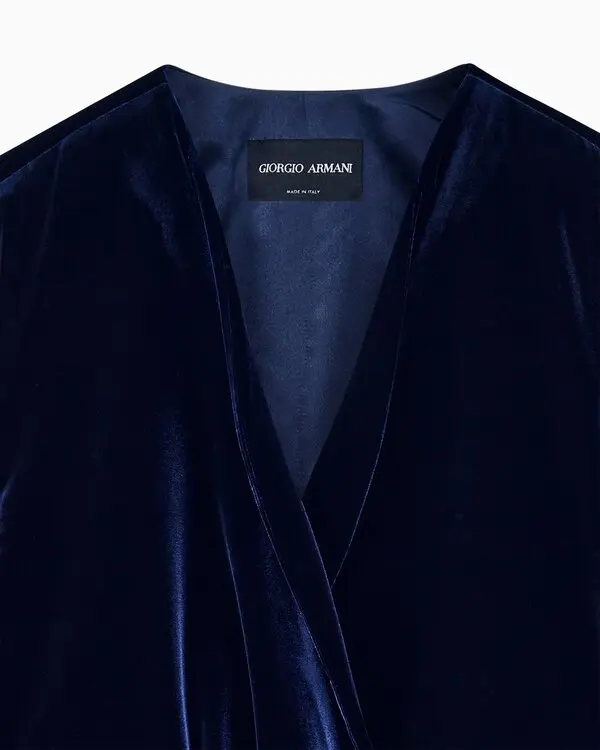 Giorgio Armani Blazer Velvet With Asymmetrical Closure And Leather Tassels