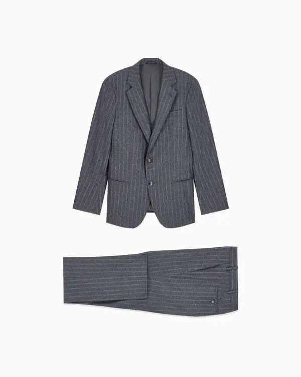Giorgio Armani Single-breasted Suit In Pinstriped Wool Flannel