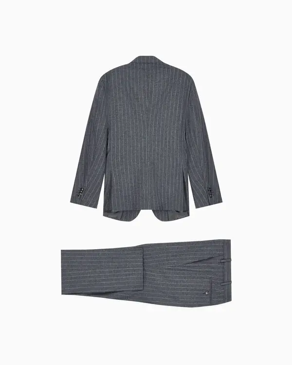 Giorgio Armani Single-breasted Suit In Pinstriped Wool Flannel