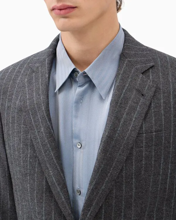 Giorgio Armani Single-breasted Suit In Pinstriped Wool Flannel