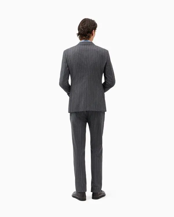 Giorgio Armani Single-breasted Suit In Pinstriped Wool Flannel