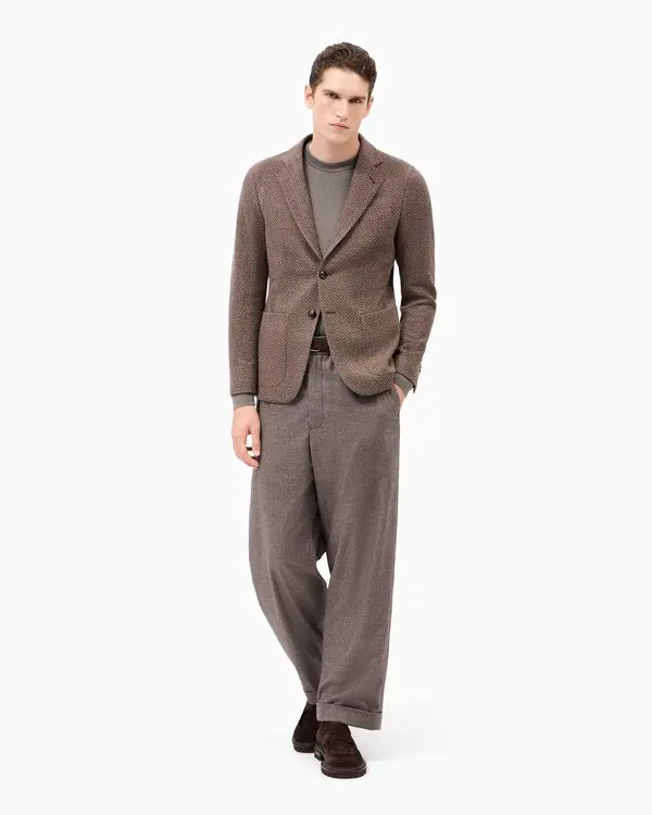Giorgio Armani Single-breasted Upton Jacket In Wool With Chevron Motif