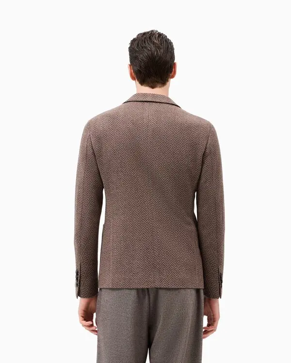 Giorgio Armani Single-breasted Upton Jacket In Wool With Chevron Motif