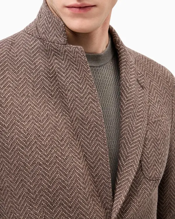 Giorgio Armani Single-breasted Upton Jacket In Wool With Chevron Motif