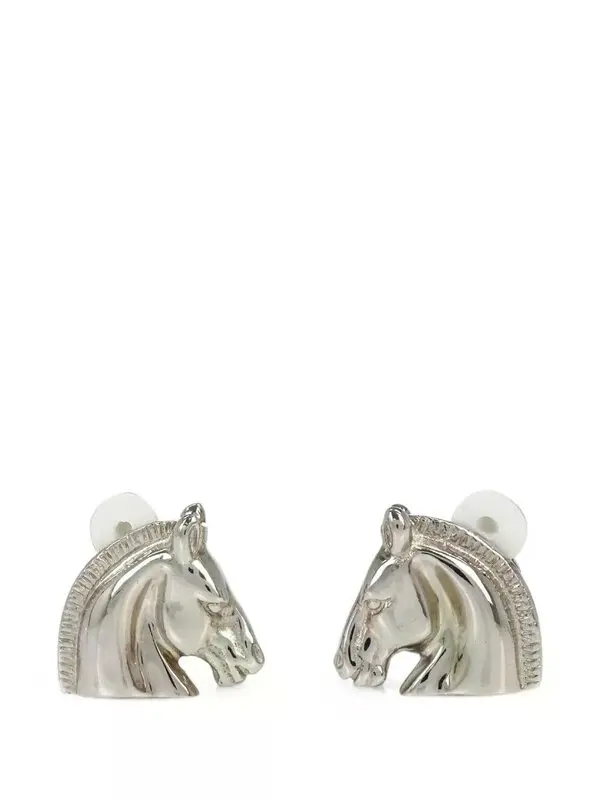 Hermès Bijouterie Fantaisie Horse-head Earrings - Silver
